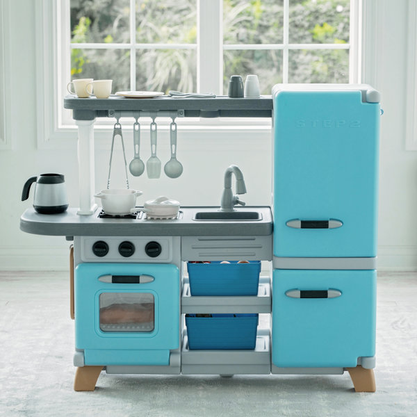 Step2 Cooking Time Kitchen Kids Pretend Play Kitchen with Refrigerator ...